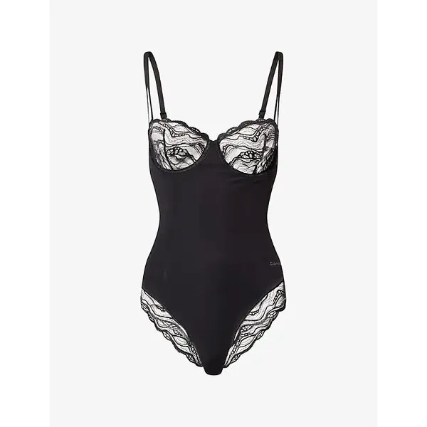 Calvin Klein Sensual Stretch Lace Shapewear Bodysuit - Black