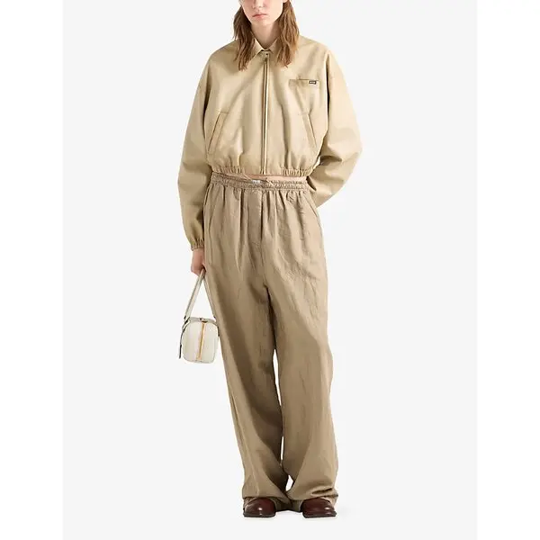 Prada Cropped Nappa Leather Jacket - Neutral