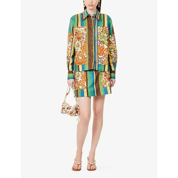 ALEMAIS Charlie Striped Floral Linen Shirt
