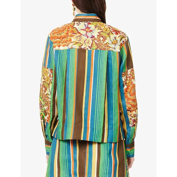 ALEMAIS Charlie Striped Floral Linen Shirt