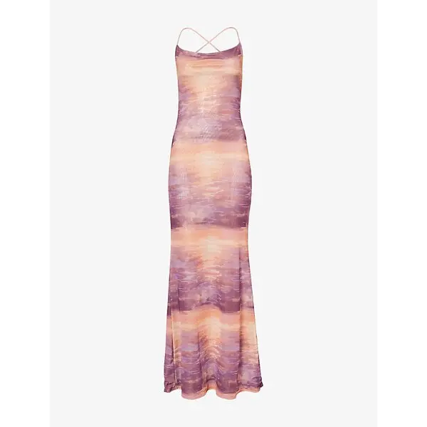 GRACEJACOB Sunset Open-back Mesh Maxi Dress