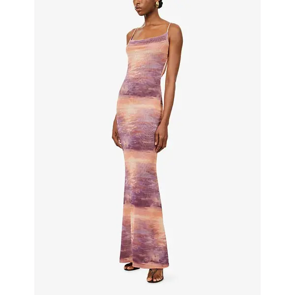 GRACEJACOB Sunset Open-back Mesh Maxi Dress