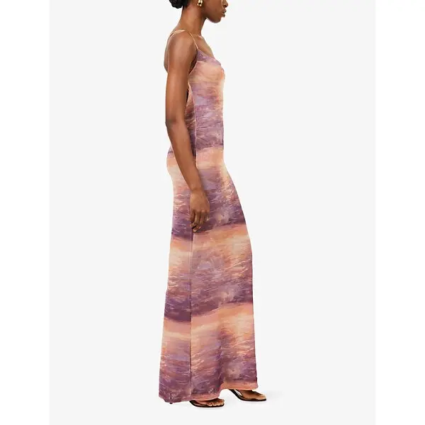 GRACEJACOB Sunset Open-back Mesh Maxi Dress