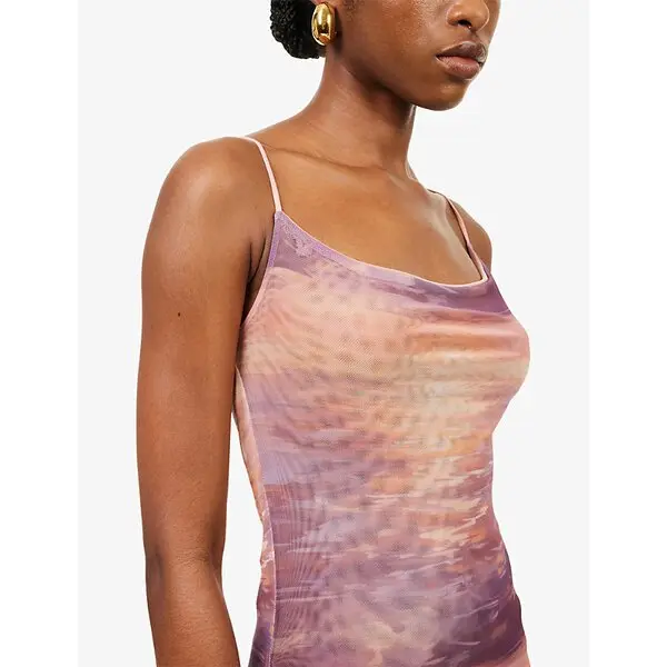 GRACEJACOB Sunset Open-back Mesh Maxi Dress