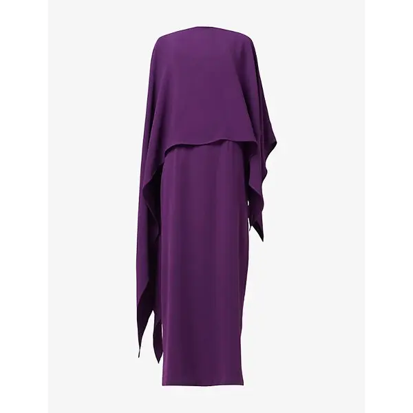 LEEM Relaxed-fit Woven Maxi Dress With Cape Overlay