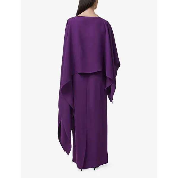 LEEM Relaxed-fit Woven Maxi Dress With Cape Overlay