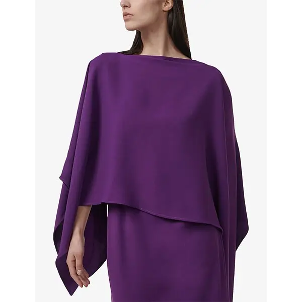 LEEM Relaxed-fit Woven Maxi Dress With Cape Overlay