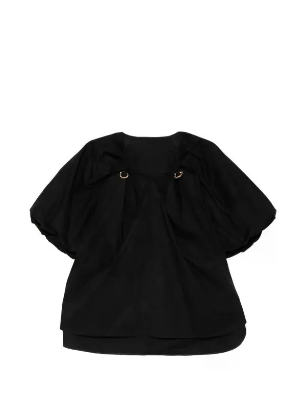 JNBY Metal-pleated V-neck Blouse With Gold-tone Hardware - Black