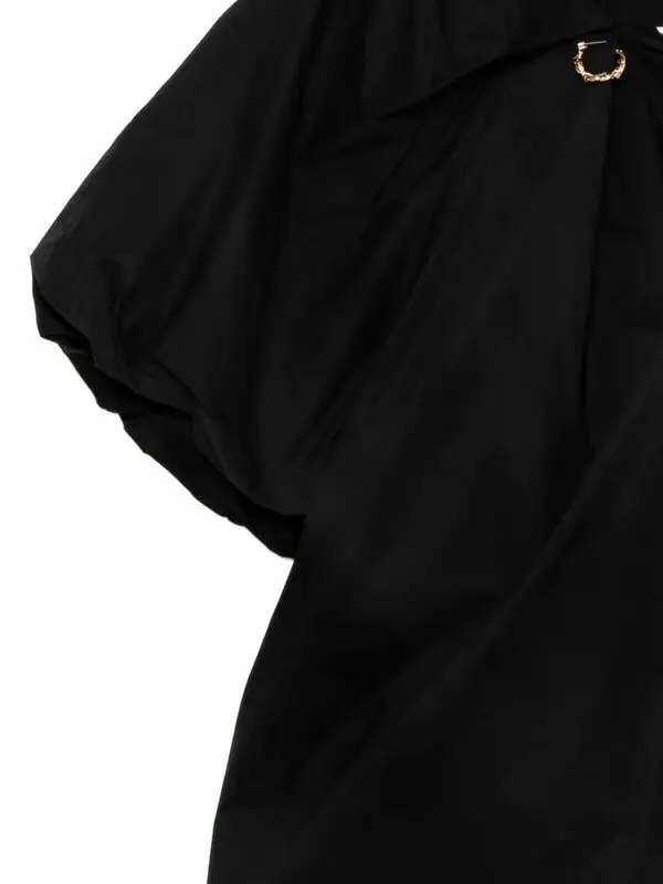 JNBY Metal-pleated V-neck Blouse With Gold-tone Hardware - Black