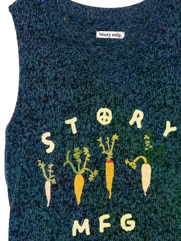 STORY MFG. Sleeveless Embroidered V-neck Vest