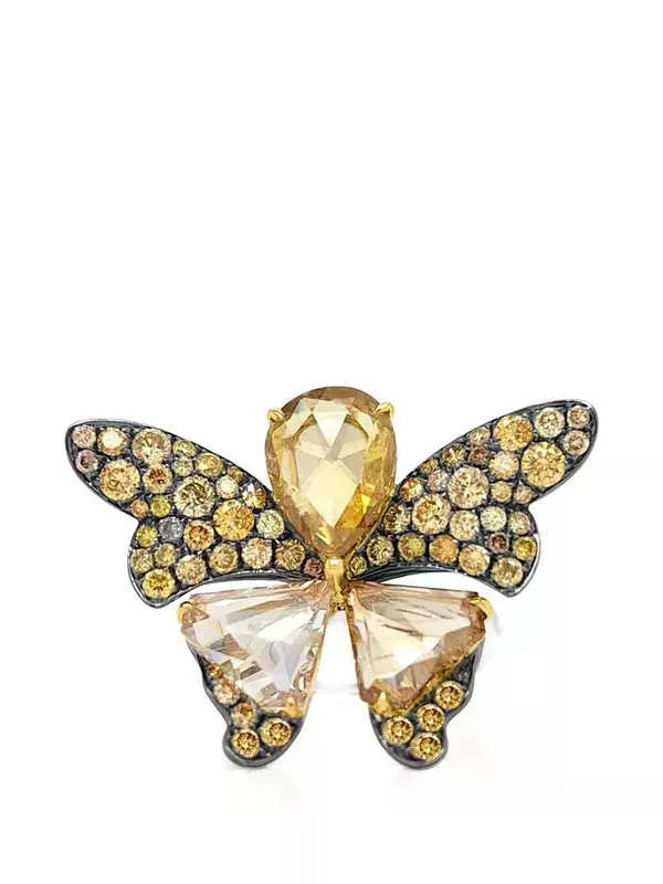 HYT JEWELRY 18k Gold Diamond Butterfly Ring - Black