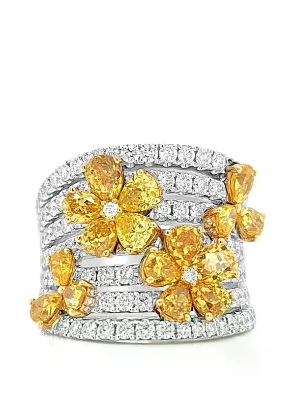 HYT JEWELRY Floral Detail Diamond Ring - Silver