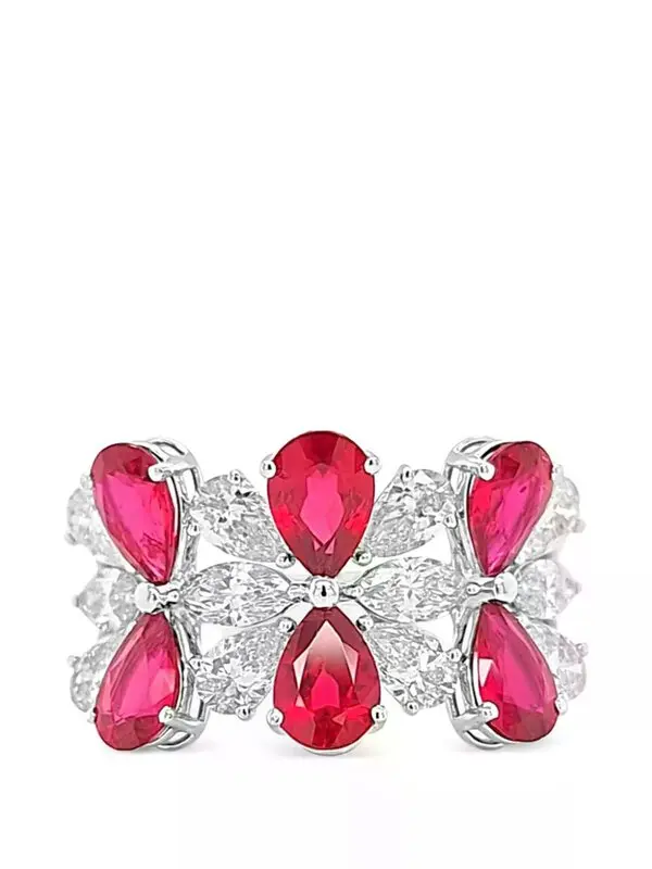 HYT JEWELRY Ruby And Diamond Ring - Silver