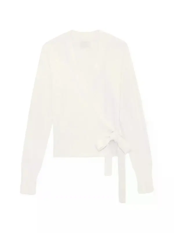 Repetto Ribbed Knit Wrap Top - Neutrals