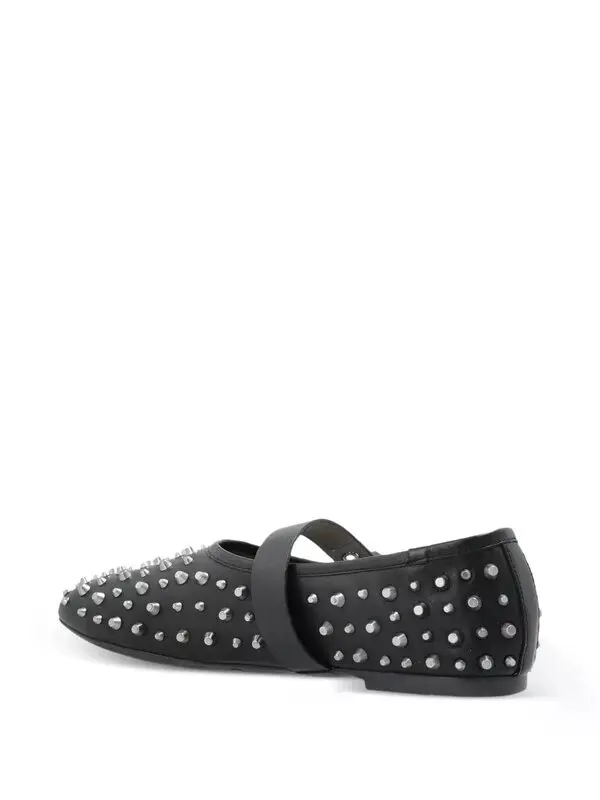 ALLSAINTS Studded Buckle Leather Ballet Flats - Black