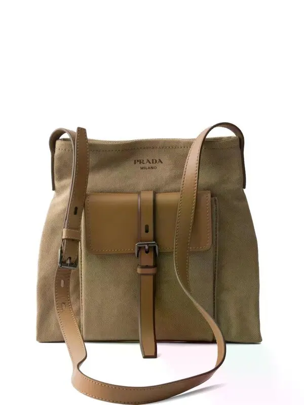 Prada Route Canvas And Leather Shoulder Bag