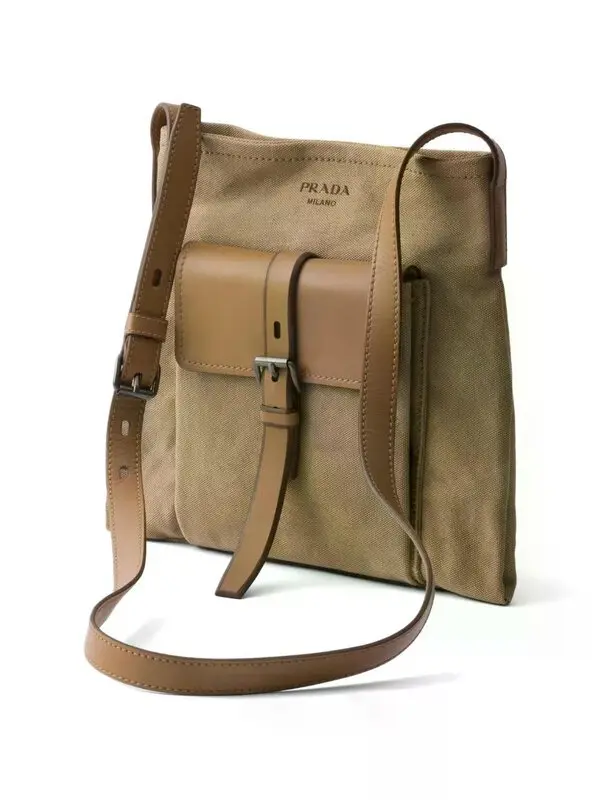 Prada Route Canvas And Leather Shoulder Bag