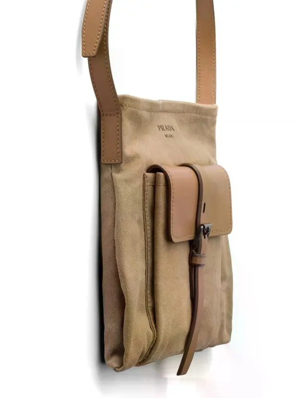 Prada Route Canvas And Leather Shoulder Bag