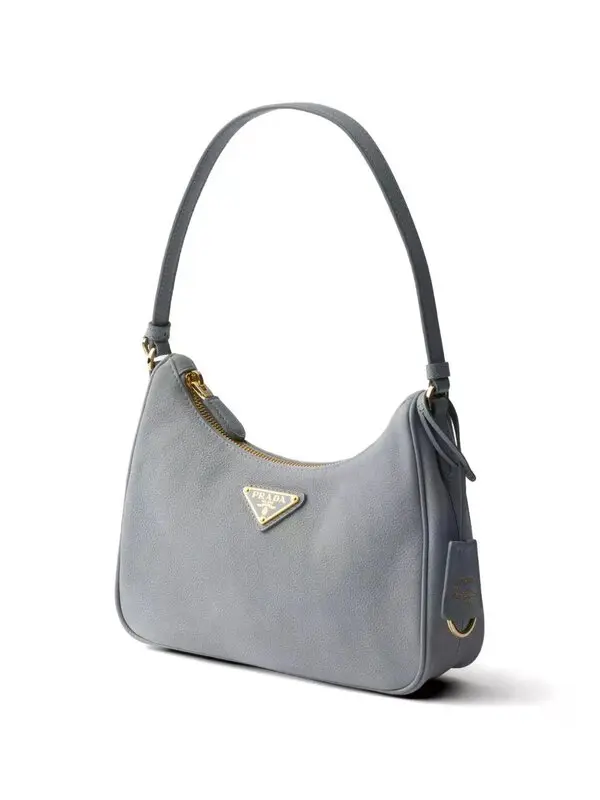 Prada Re-edition 2005 Nubuck And Saffiano Leather Mini-bag - Blue