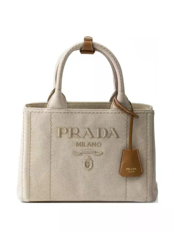 Prada Small Cotton Canvas Jardini Re Bag - Neutrals
