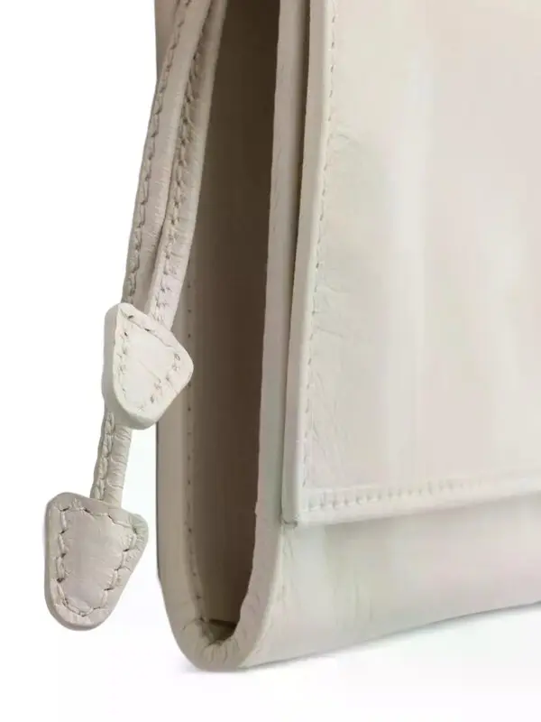 Prada Leather Wallet With Shoulder Strap - Neutrals