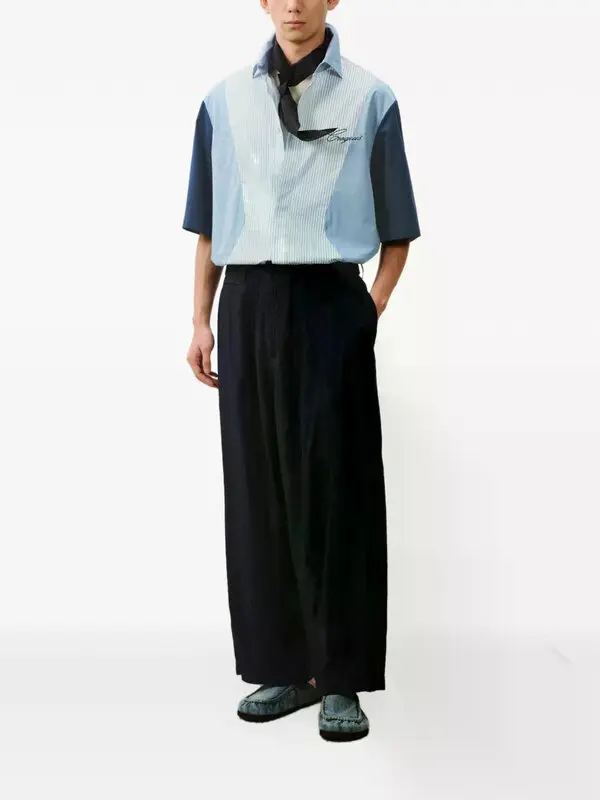 CROQUIS Flap Pocket Striped Shirt - Blue