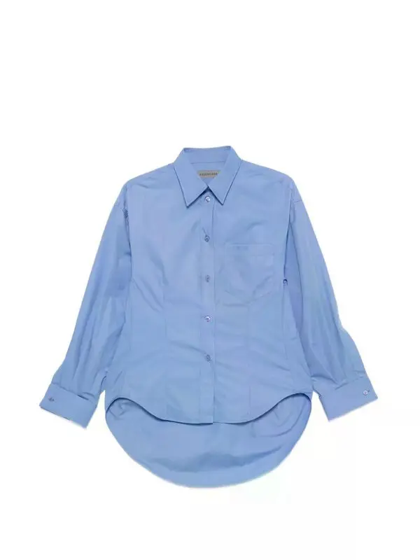 Balenciaga Logo Embroidered Curved Hem Shirt