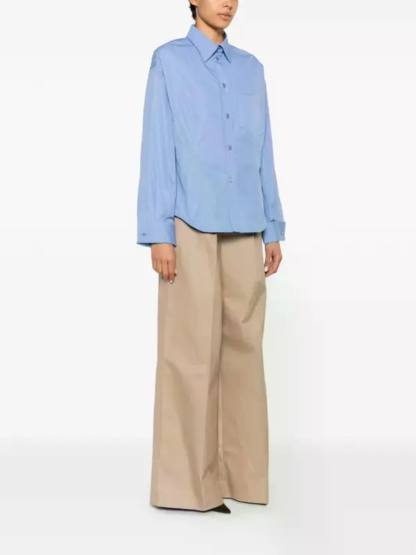 Balenciaga Logo Embroidered Curved Hem Shirt