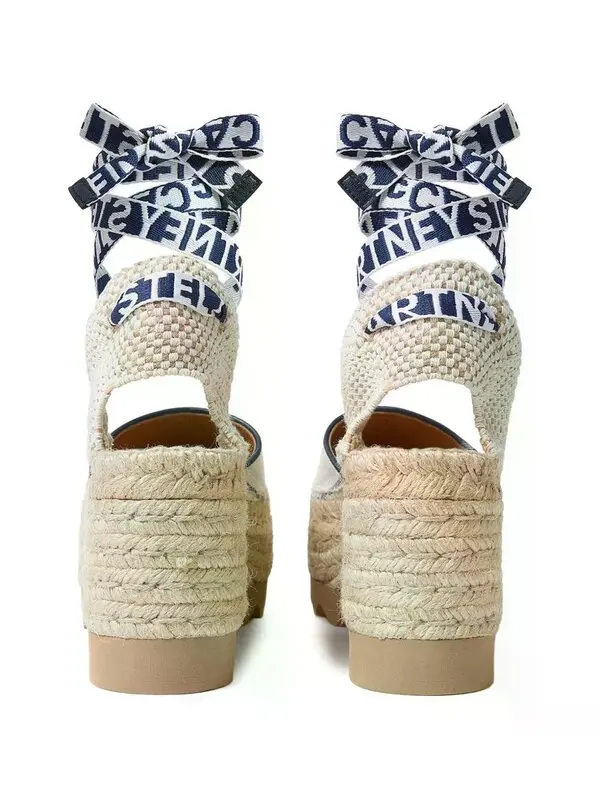 Stella McCartney Gaia Striped Platform Espadrilles - White