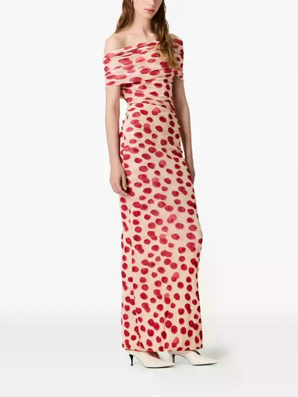 Stella McCartney Raspberry-print Ruched Maxi Dress - Pink
