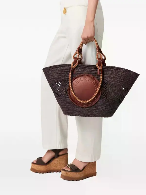 Stella McCartney Large Raffia Tote Bag - Brown