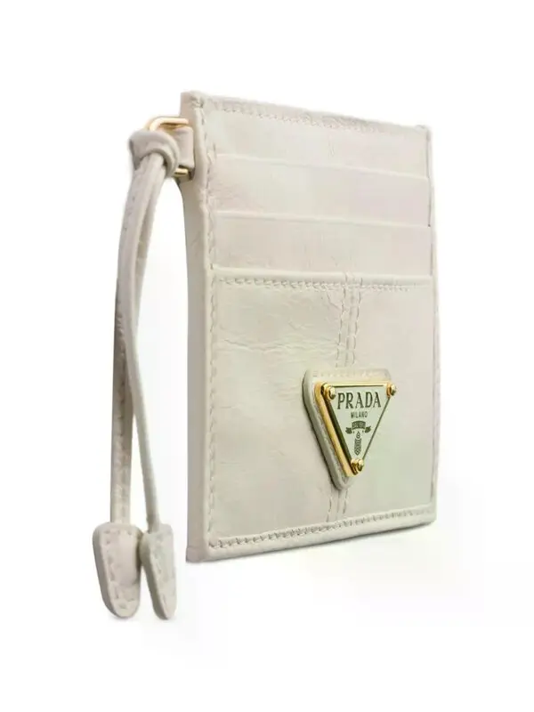 Prada Leather Card Holder - Neutrals
