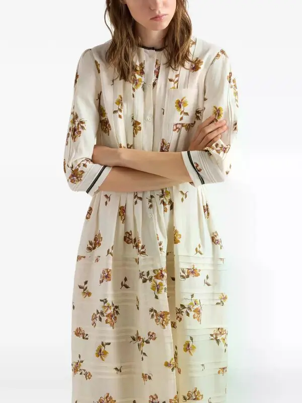 Prada Floral Print Linen Maxi Dress
