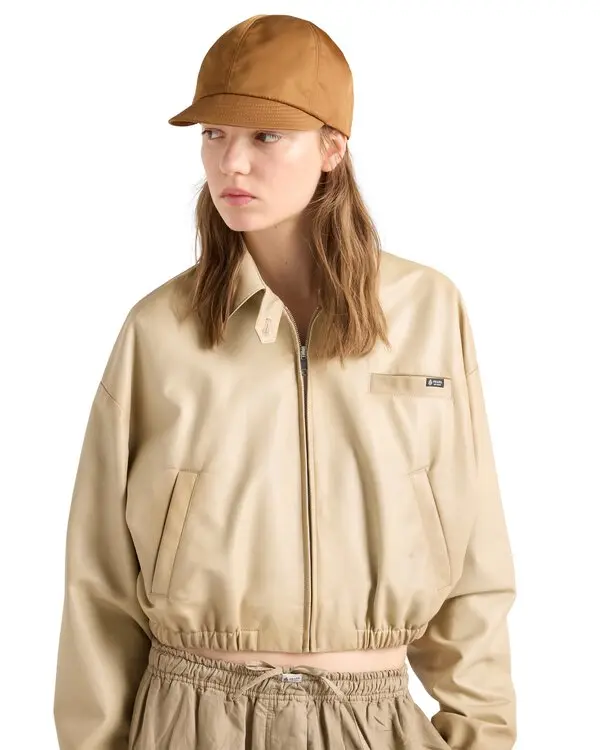 Prada Cropped Nappa Leather Jacket - Ivory