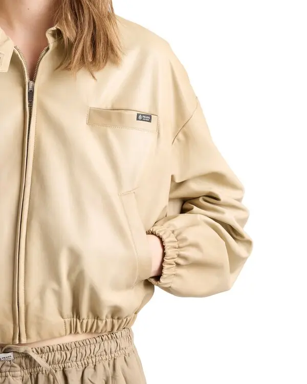 Prada Cropped Nappa Leather Jacket - Ivory