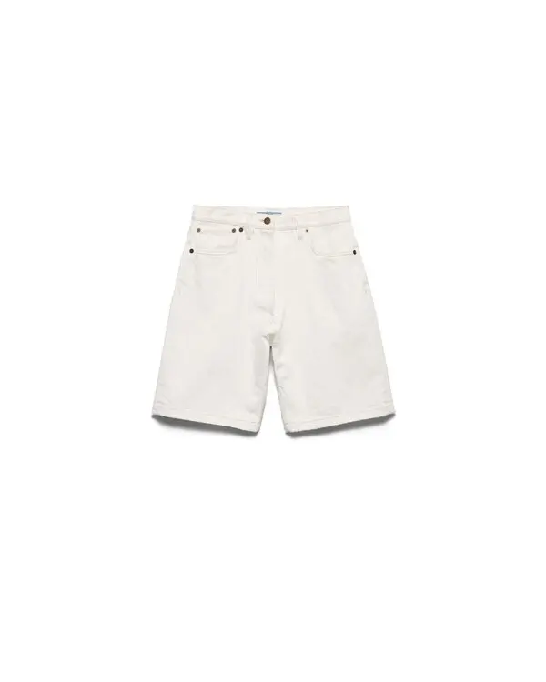 Prada Washed Denim Bermuda Shorts - White
