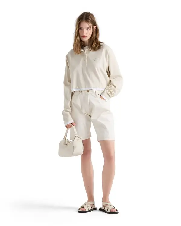 Prada Washed Denim Bermuda Shorts - White