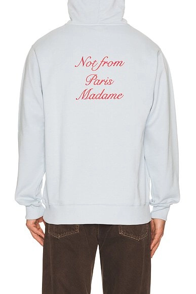 Drole De Monsieur Le Hoodie Slogan Calligraphy - Light Blue