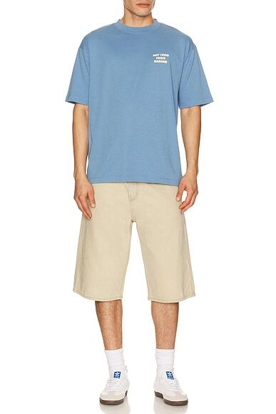 Drole De Monsieur Le T-shirt Slogan - Atlantic Blue