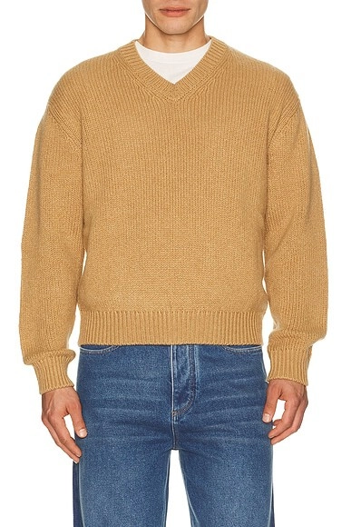 Bottega Veneta Cashmere Off Gauge V Neck Sweater - Camel