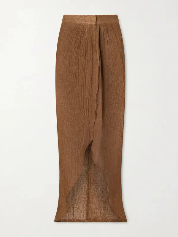 Le Kasha Kamat Organic Linen Maxi Skirt - Brown