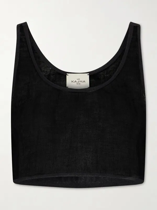 Le Kasha Tahta Cropped Linen Top
