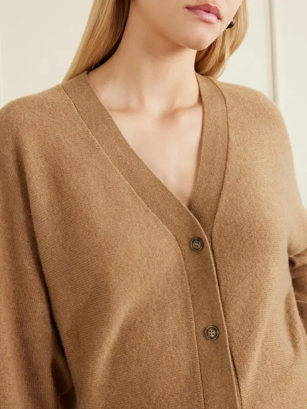 Le Kasha Lyss Organic Cashmere Cardigan With Detachable Scarf - Brown