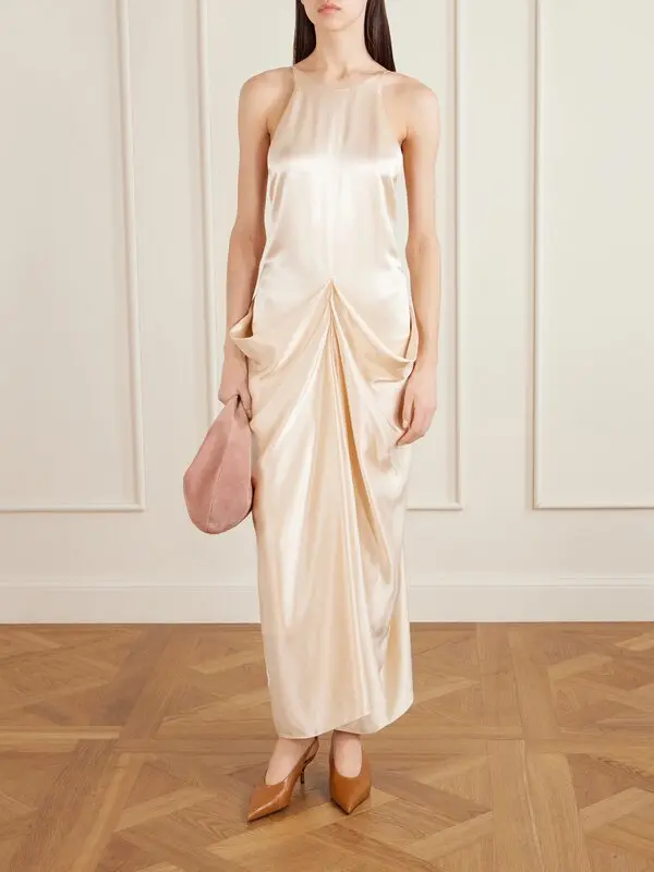 Khaite Maxi Dress With Open Back And Draped Detailing - Pink