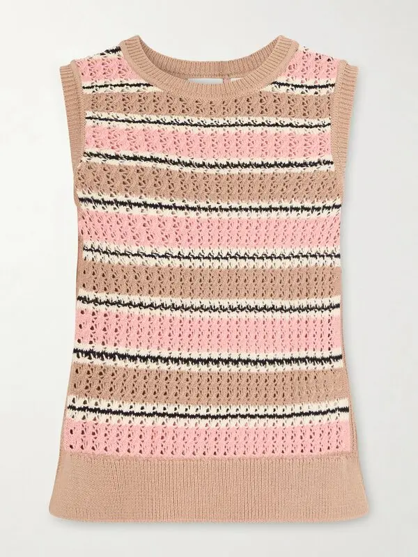 Varley Deeley Striped Crochet Cotton Vest - Multi