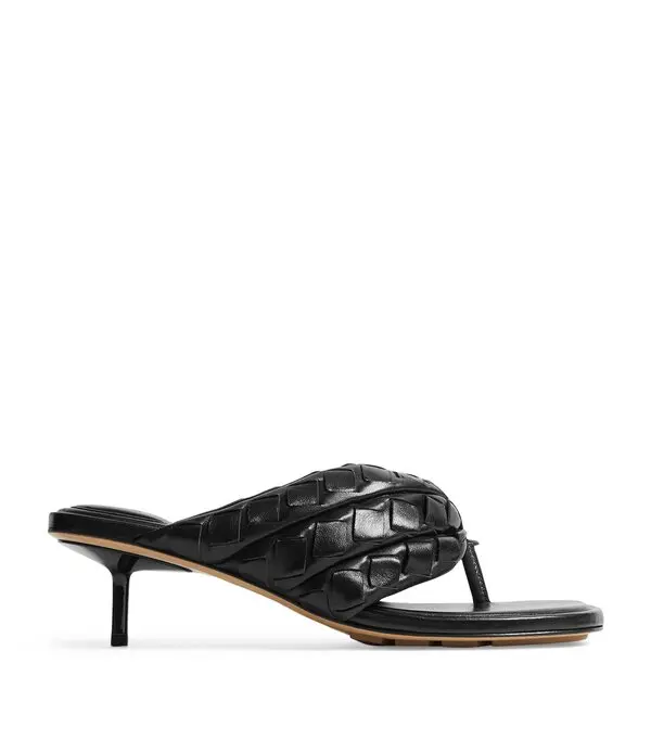 Bottega Veneta Leather Salsa Kitten Heel Sandals - Black