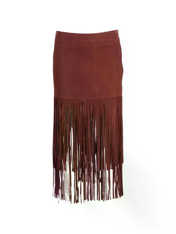 Ermanno Scervino Suede Fringe Skirt - Brown
