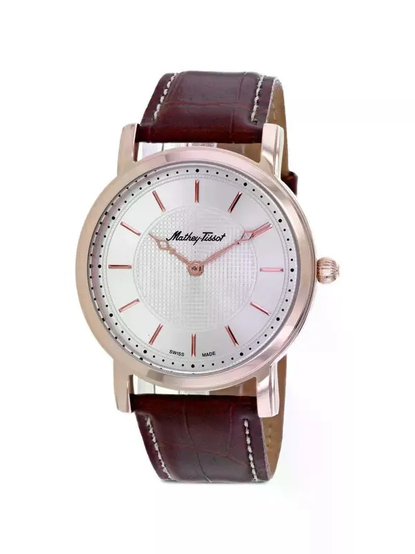 MATHEY TISSOT City Watch With Leather Strap - Silver