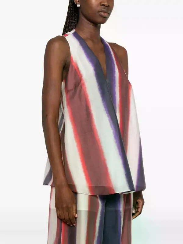TWINSET Striped Racer-back V-neck Top