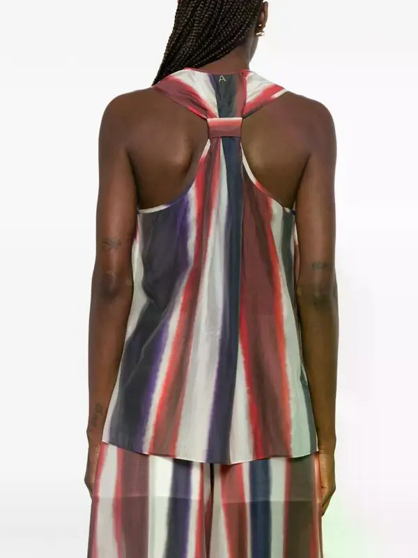 TWINSET Striped Racer-back V-neck Top